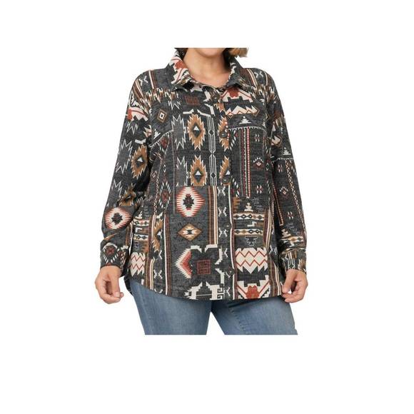 Zenana Outfitters | Tops | New Zenana Jacquard Aztec Oversized Shacket ...